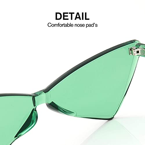 OLIN Triangle Thick Rimless Sunglasses One Piece Colored Transparent glasses For Women and Men, Green