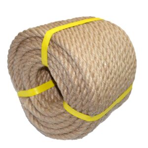 100% natural hemp rope twisted strong jute rope 100 feet 1/2 inch 4 ply hemp rope all purpose cord for crafts, home decorative landscaping hanging swing rope