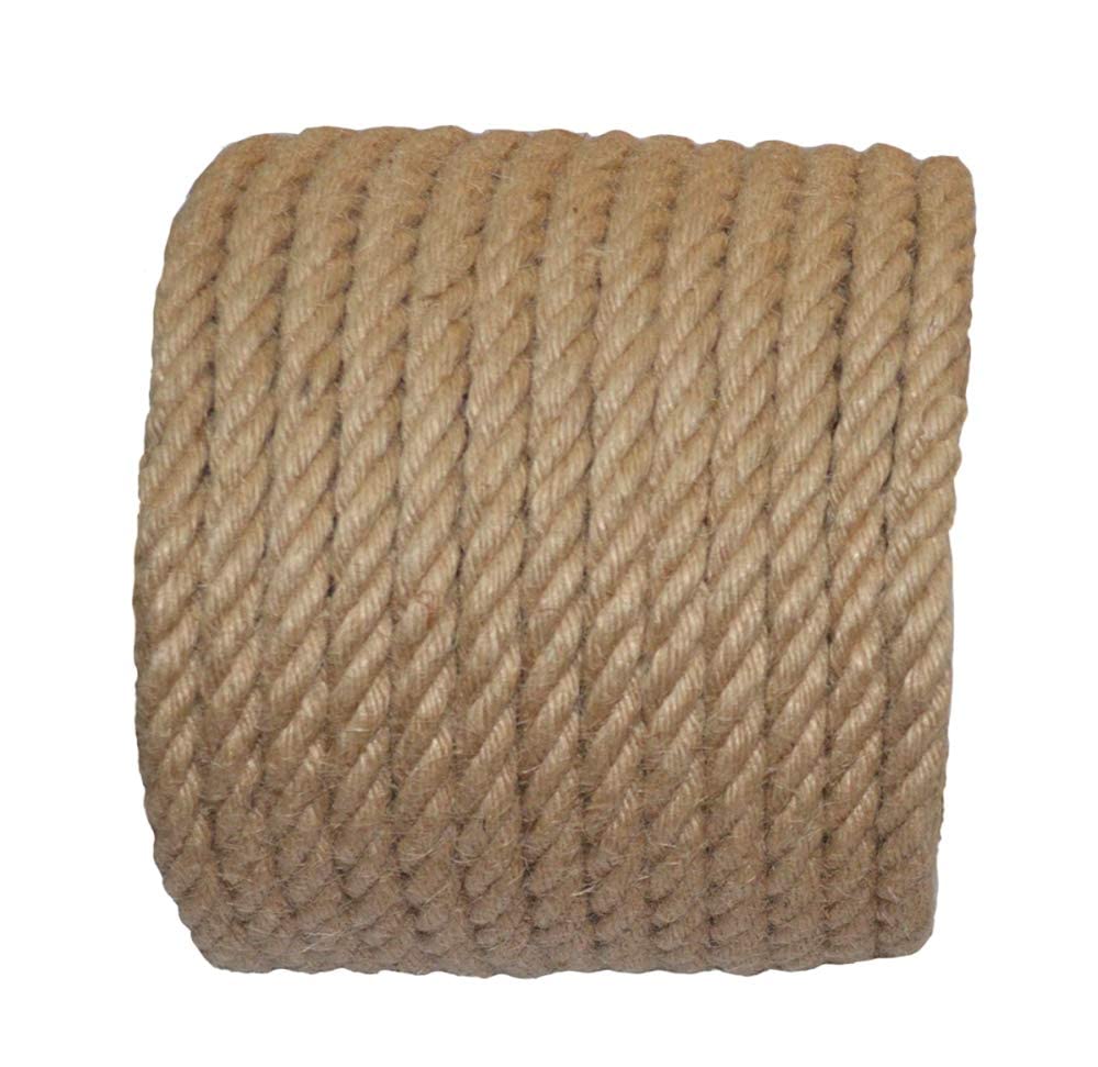 100% Natural Hemp Rope Twisted Strong Jute Rope 100 Feet 1/2 Inch 4 Ply Hemp Rope All Purpose Cord for Crafts, Home Decorative Landscaping Hanging Swing Rope