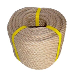 100% Natural Hemp Rope Twisted Strong Jute Rope 100 Feet 1/2 Inch 4 Ply Hemp Rope All Purpose Cord for Crafts, Home Decorative Landscaping Hanging Swing Rope