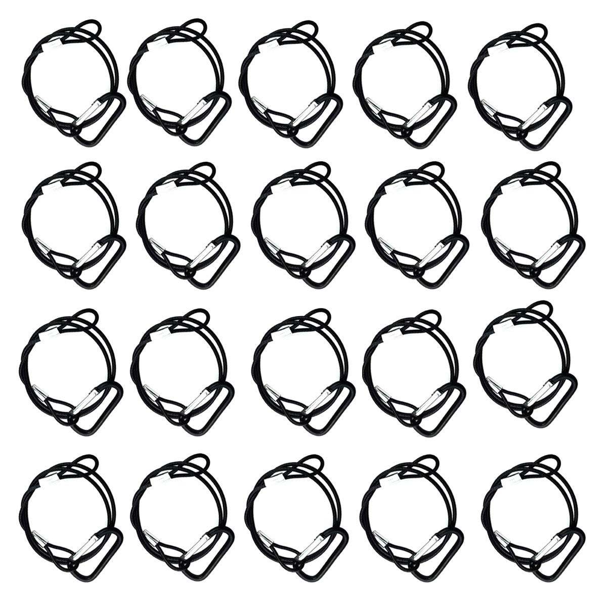 Bayyee 25.5" Stainless Steel Stage Light Safety Cable Security Wire For Par Light Moving Head Light Heavy Duty Lamps (20pcs Black)