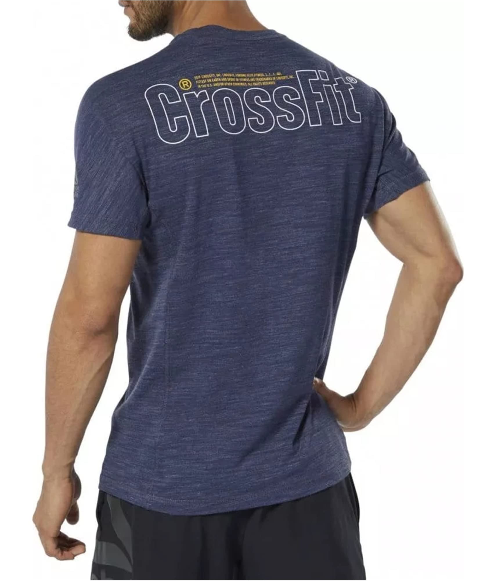 Reebok Crossfit Marble Melange Cf Tee, Heritage Navy, Large