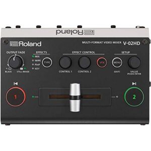 roland v-02hd pac2 micro video switcher mixer bundle with boss fs-6 dual footswitch, 2 hdmi cables & 1/4-inch ts phone cable