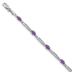 fb jewels 14k white gold diamond amethyst bracelet