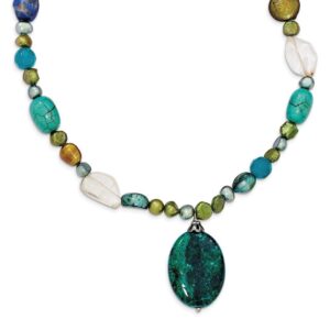 fb jewels sterling silver citrine lapis agate howlite jade chrysocolla chain necklace