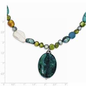 FB JEWELS Sterling Silver Citrine Lapis Agate Howlite Jade Chrysocolla Chain Necklace