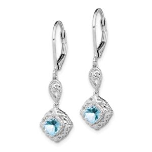 FB Jewels Sterling Silver Rhodium-plated Aquamarine Lever Back Earrings