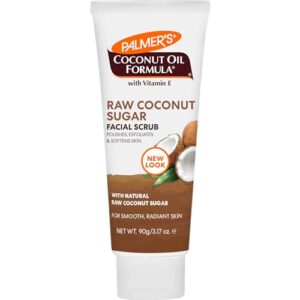 palmer's coconut oil formula coconut sugar facial scrub exfoliator, face scrub to gently exfoliate away dirt and dead skin cells with chamomile to soften & calm, 3.17 ounces (pack of 1)