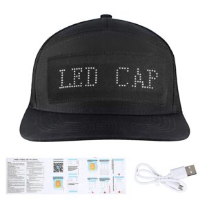 alavisxf xx LED Cap, Detachable LED Display Screen Smart Hat Adjustable Cool LED Baseball Cap for Party Christmas Halloween(Black)