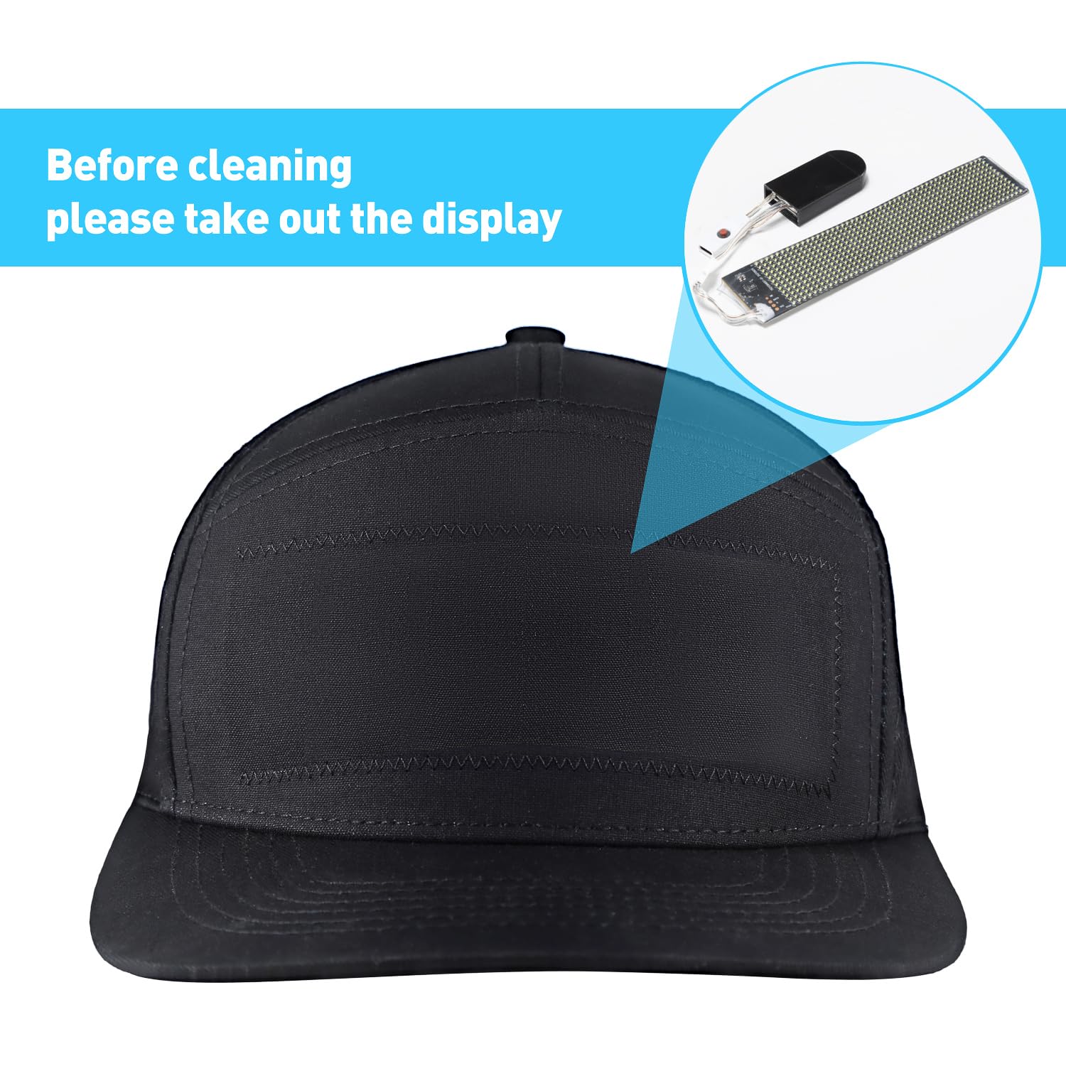 alavisxf xx LED Cap, Detachable LED Display Screen Smart Hat Adjustable Cool LED Baseball Cap for Party Christmas Halloween(Black)