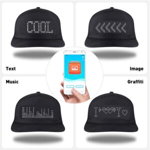 alavisxf xx LED Cap, Detachable LED Display Screen Smart Hat Adjustable Cool LED Baseball Cap for Party Christmas Halloween(Black)