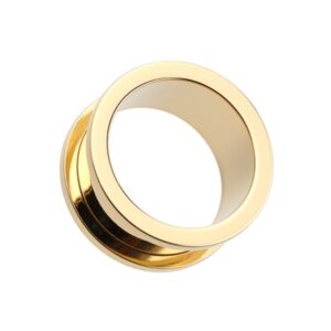 covet jewelry gold plated screw-fit ear gauge tunnel plug (00 ga (10mm))