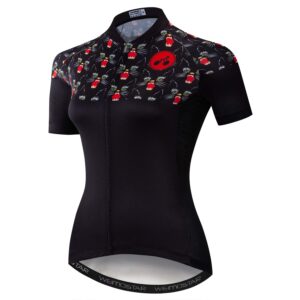 women's cycling jersey tops summer short sleeve full-zip clothing bike shirt elegant flowers