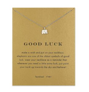 baydurcan friendship anchor compass necklace good luck elephant pendant chain necklace with message card gift card (silver elephant)