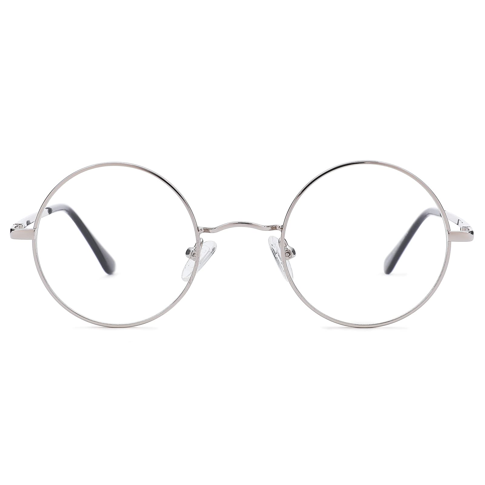 Pro Acme Non Prescription Clear Lens Glasses Retro Small Round Metal Frame (Silver)