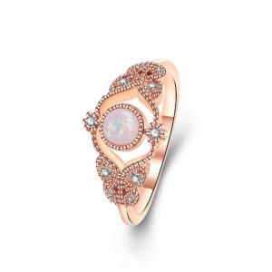 yazilind rose gold plated opal cubic zirconia wedding engagement ring women jewelry gift size 8