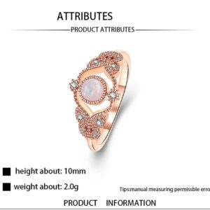 YAZILIND Rose Gold Plated Opal Cubic Zirconia Wedding Engagement Ring Women Jewelry Gift Size 8