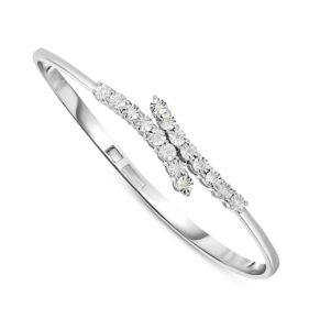 natalia drake 1/4 cttw diamond open cuff bangle bracelet for women in rhodium plated 925 sterling silver large size 8 inches color h-i/clarity i2-i3