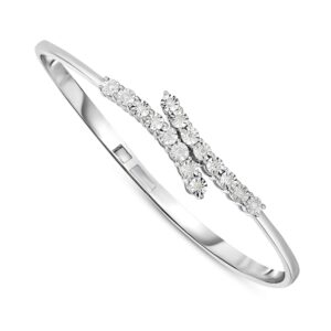 NATALIA DRAKE 1/4 Cttw Diamond Open Cuff Bangle Bracelet for Women in Rhodium Plated 925 Sterling Silver Large Size 8 Inches Color H-I/Clarity I2-I3