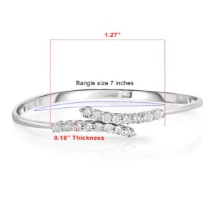 NATALIA DRAKE 1/4 Cttw Diamond Open Cuff Bangle Bracelet for Women in Rhodium Plated 925 Sterling Silver Large Size 8 Inches Color H-I/Clarity I2-I3