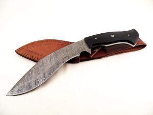 fayyaz brothers custom made damascus steel hunting knife/kukri knife fbk-15303 (black micarta)