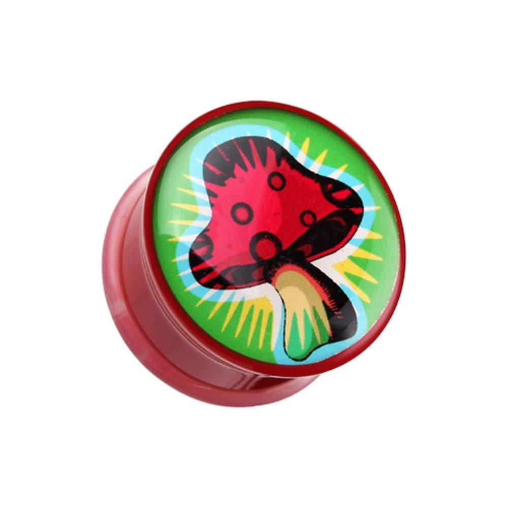 Covet Jewelry Psychedelic Mushroom Single Flared Ear Gauge Plug (1" (25mm))