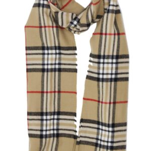 Cirrus Soft Cashmere Feel Plaid Check and Solid Winter Scarf (Classic Camel Plaid)