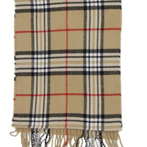 Cirrus Soft Cashmere Feel Plaid Check and Solid Winter Scarf (Classic Camel Plaid)