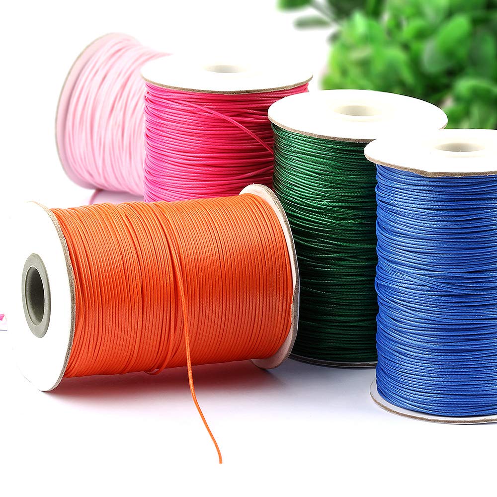 YZSFIRM 1mm 175 Yards Waxed Cord for Jewelry Making,Dark Blue Polyester Beading Thread for Braiding Bracelets and Necklaces Crafts