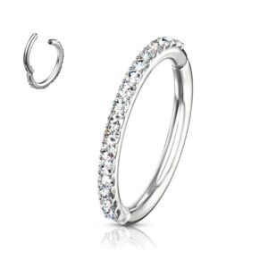 newkeepsr 16g 10mm 316l steel orbital conch hoop hinged clicker ring rounded clear crystal zirconia