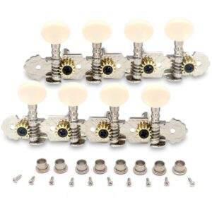 Metallor Guitar Machine Heads Tuning Pegs Tuning Keys for Mandolin Banjo and 8 String Guitars Instruments Double Hole Chrome Plating 4L 4R.