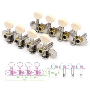 Metallor Guitar Machine Heads Tuning Pegs Tuning Keys for Mandolin Banjo and 8 String Guitars Instruments Double Hole Chrome Plating 4L 4R.