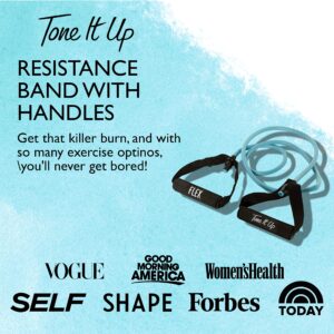 Tone It Up Resistance Band I Workout Rubber Resistance Band with Handles for Strength Training, Toning, and Sculpting - Arms, Legs, Glutes & Core Exercises