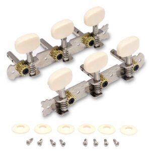 Metallor 3 on a Plank Guitar Tuning Pegs Chrome Plated Machine Heads Tuning Keys Tuners Single Hole for Classical Guitar 3L 3R. (G326)