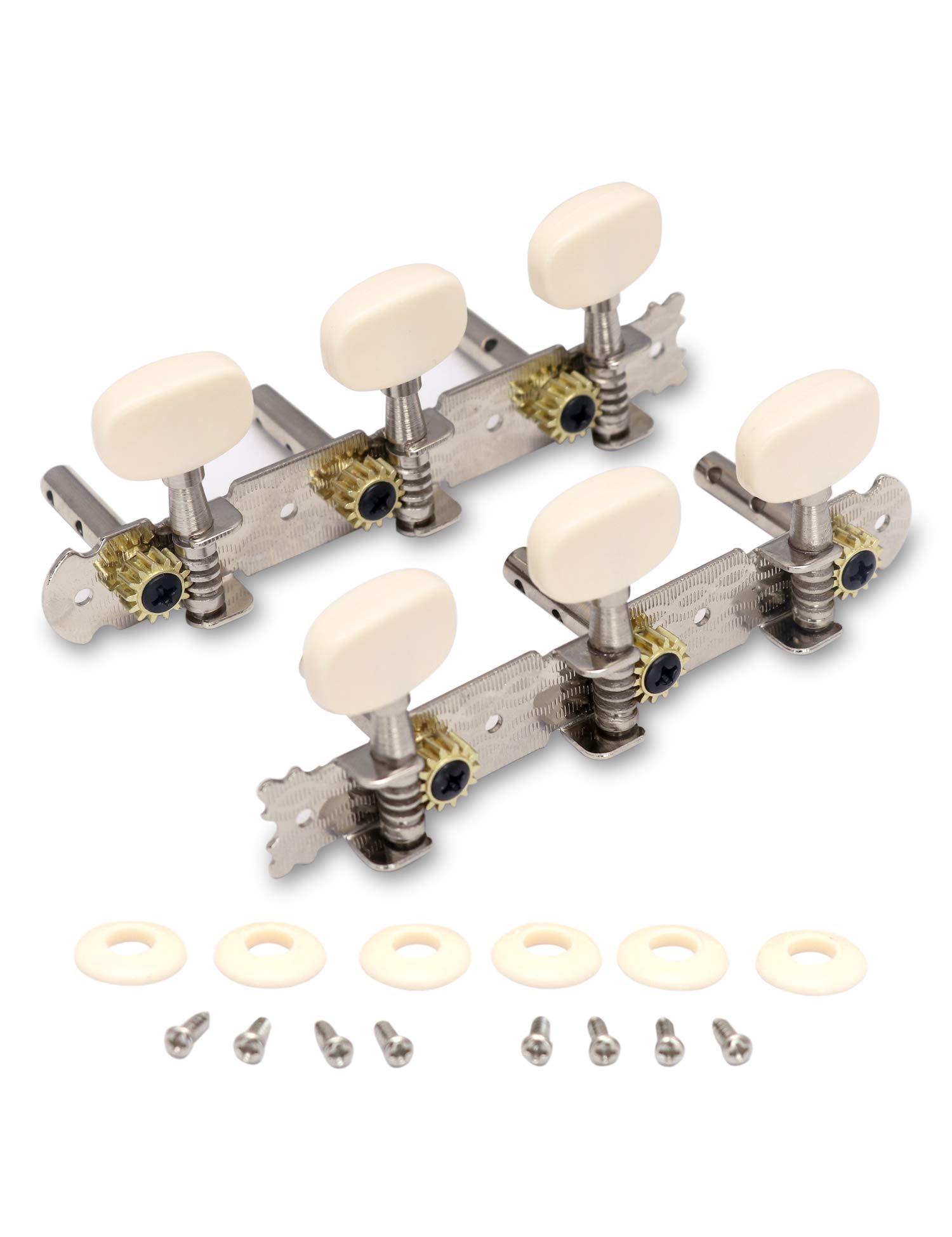 Metallor 3 on a Plank Guitar Tuning Pegs Chrome Plated Machine Heads Tuning Keys Tuners Single Hole for Classical Guitar 3L 3R. (G326)