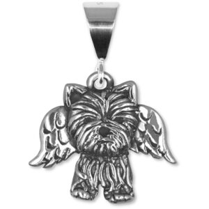 the magic zoo sterling silver yorkie angel pendant for necklace – handcrafted in the usa yorkie jewelry gifts for women – yorkshire terrier lover