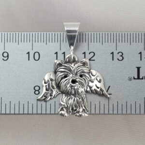 The Magic Zoo Sterling Silver Yorkie Angel Pendant for Necklace – Handcrafted in the USA Yorkie Jewelry Gifts for Women – Yorkshire Terrier Lover