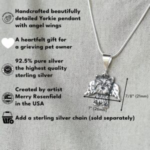 The Magic Zoo Sterling Silver Yorkie Angel Pendant for Necklace – Handcrafted in the USA Yorkie Jewelry Gifts for Women – Yorkshire Terrier Lover