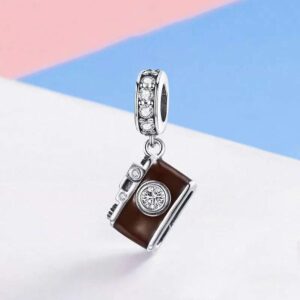 ABAOLA Camera Charm 925 Sterling Silver Charm Beads for Fashion Charms Bracelet & Necklace (Coffee)