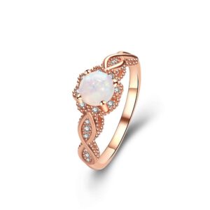 yazilind statement rose gold plated ring round opal cubic zirconia wedding engagement jewelry size 9