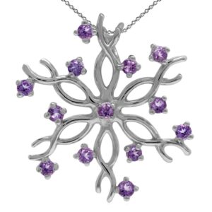 silvershake natural amethyst 925 sterling silver snowflake pendant with 18 inch chain necklace