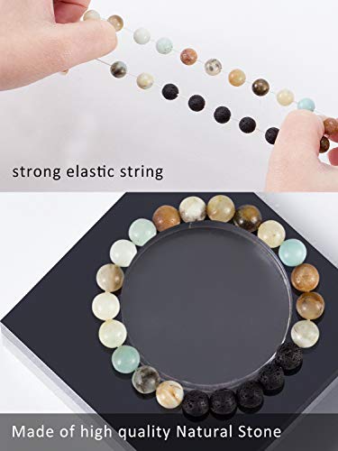 Apipi 6 Pack Lava Stone Bead Bracelet - Natural Stones Stretch Bracelets, Aromatherapy Essential Oil Diffuser Healing Crystal Bracelets for Women (8mm)