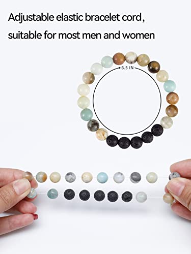 Apipi 6 Pack Lava Stone Bead Bracelet - Natural Stones Stretch Bracelets, Aromatherapy Essential Oil Diffuser Healing Crystal Bracelets for Women (8mm)