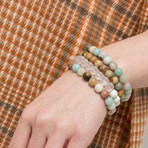 Apipi 6 Pack Lava Stone Bead Bracelet - Natural Stones Stretch Bracelets, Aromatherapy Essential Oil Diffuser Healing Crystal Bracelets for Women (8mm)