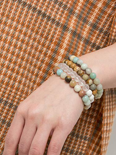 Apipi 6 Pack Lava Stone Bead Bracelet - Natural Stones Stretch Bracelets, Aromatherapy Essential Oil Diffuser Healing Crystal Bracelets for Women (8mm)