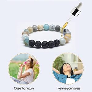 Apipi 6 Pack Lava Stone Bead Bracelet - Natural Stones Stretch Bracelets, Aromatherapy Essential Oil Diffuser Healing Crystal Bracelets for Women (8mm)