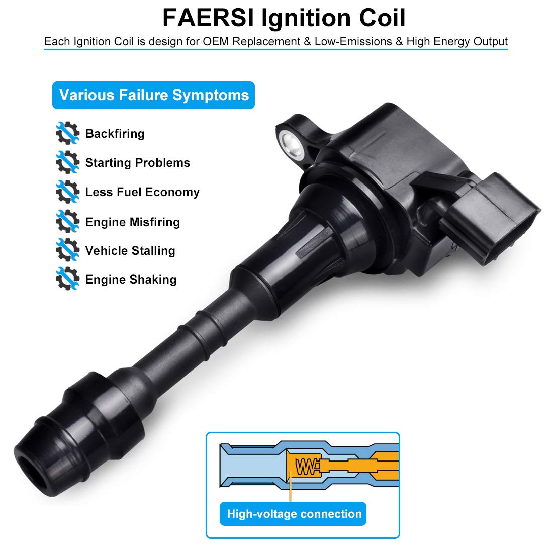 Ignition Coil Pack of 6 Replacement for V6 3.5L 4.0L - Nissan Altima Frontier Maxima Murano NV1500 NV2500 Pathfinder Quest Xterra, Infiniti I35 QX4, Suzuki Equator, Replace# UF349, C1406, UF-349