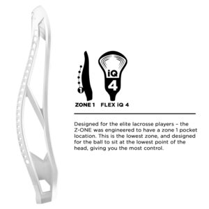 Epoch Integra Z-One Unstrung Lacrosse Head for Attack/Midfield with Knot Lock Technology, White