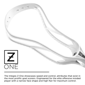 Epoch Integra Z-One Unstrung Lacrosse Head for Attack/Midfield with Knot Lock Technology, White