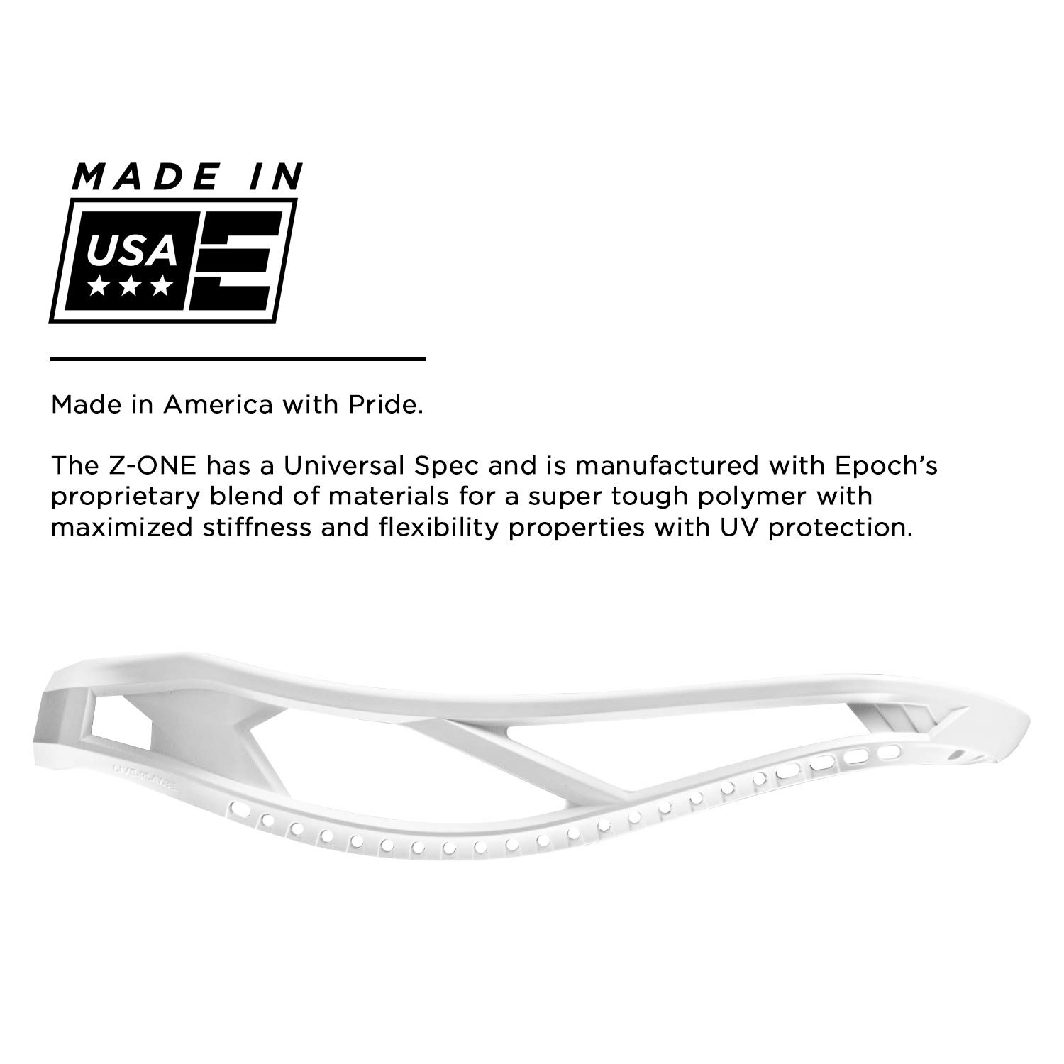 Epoch Integra Z-One Unstrung Lacrosse Head for Attack/Midfield with Knot Lock Technology, White